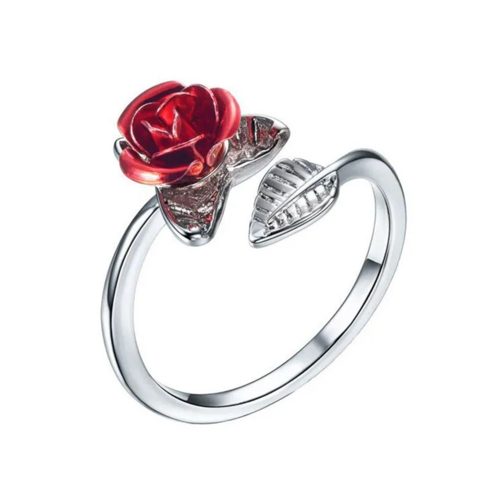 Silver Red Rose Ring – YUGOSMILE